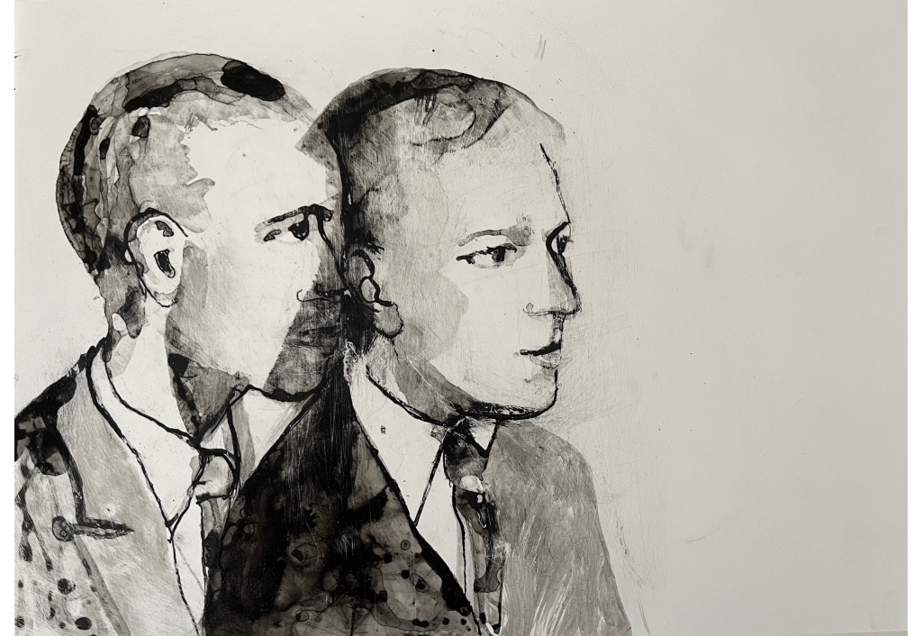 Louis Aragon et André Breton d'après une photo de Man Ray par Laure ...